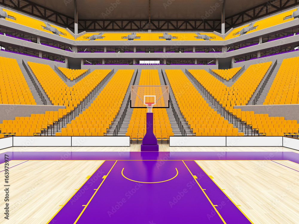 Large modern basketball arena with yellow seats Stock Illustration ...