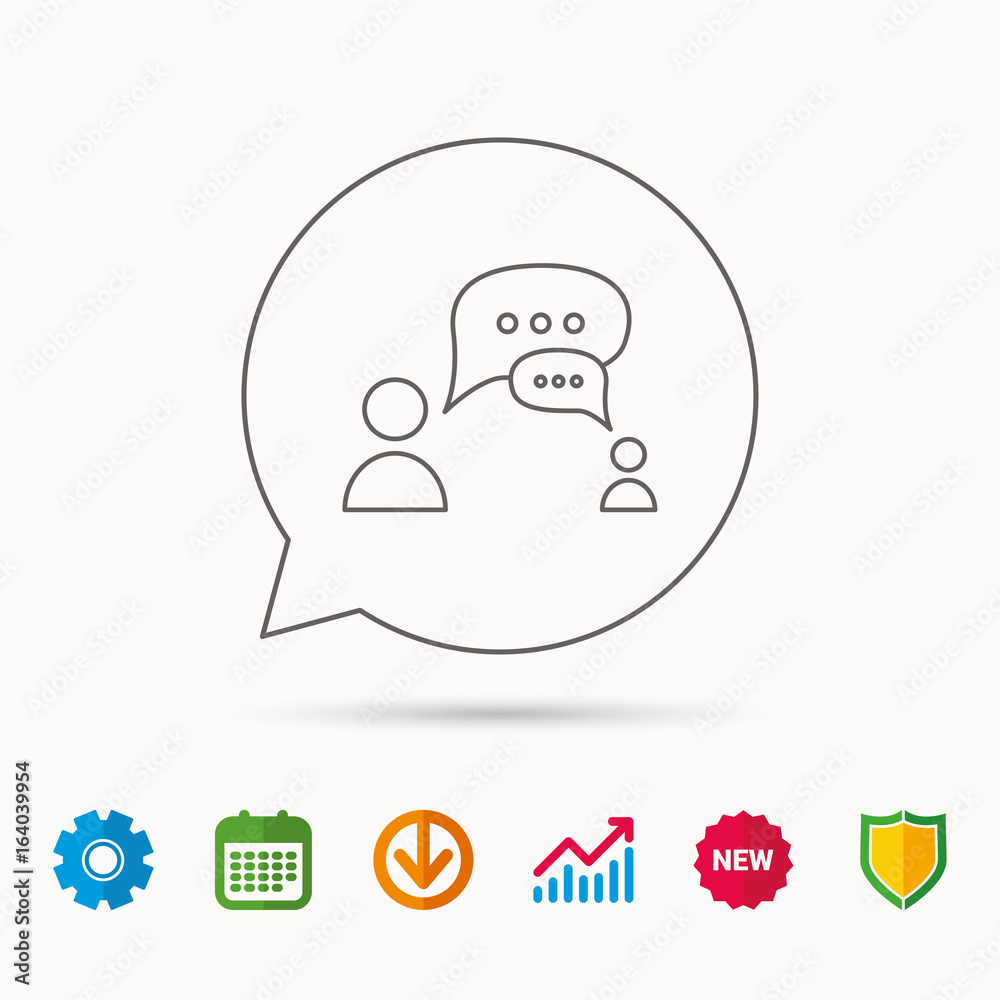 Dialog icon. Chat speech bubbles sign. Discussion messages symbol ...