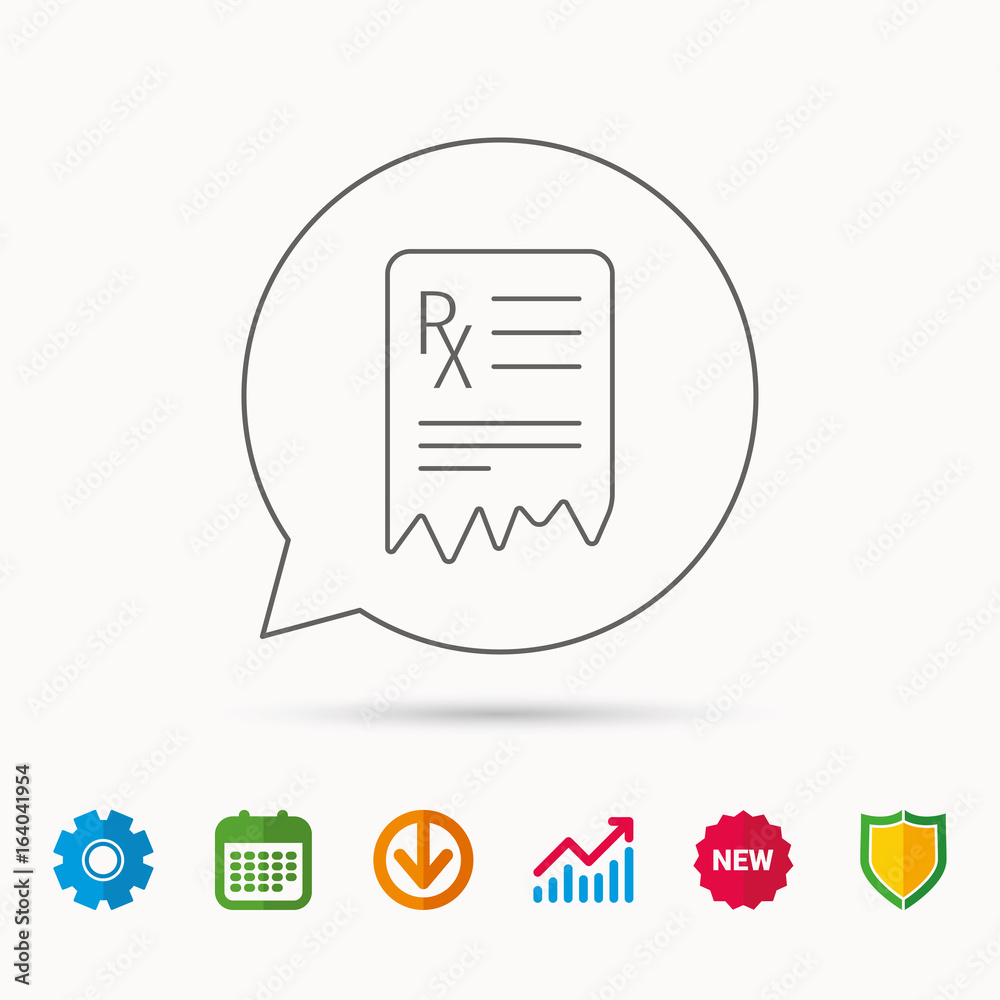 Medical prescription icon. Health document sign. Calendar, Graph chart ...