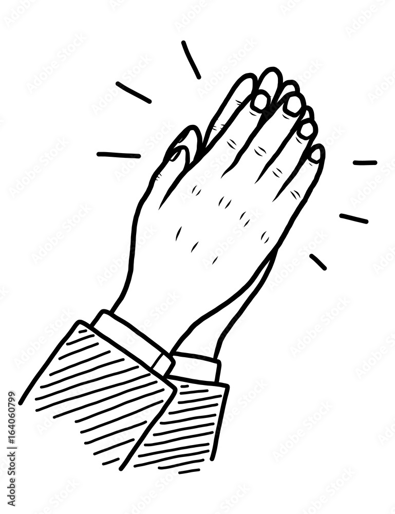 clap / cartoon vector and illustration, black and white, hand drawn ...