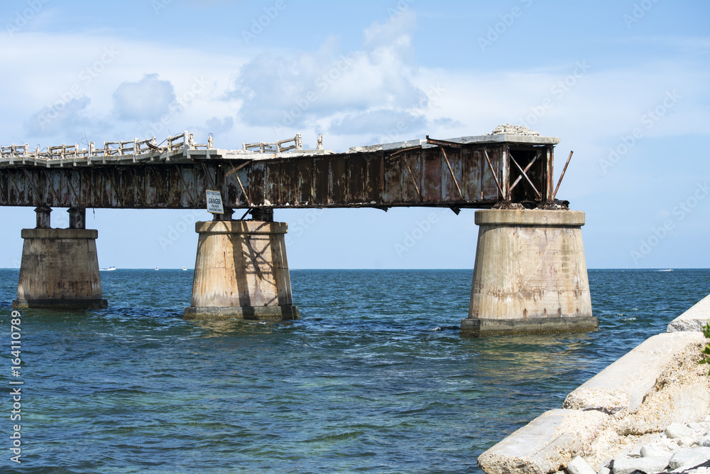 Remnants of Florida Keys railroads destroyed by a hurricane 1935 Stock ...