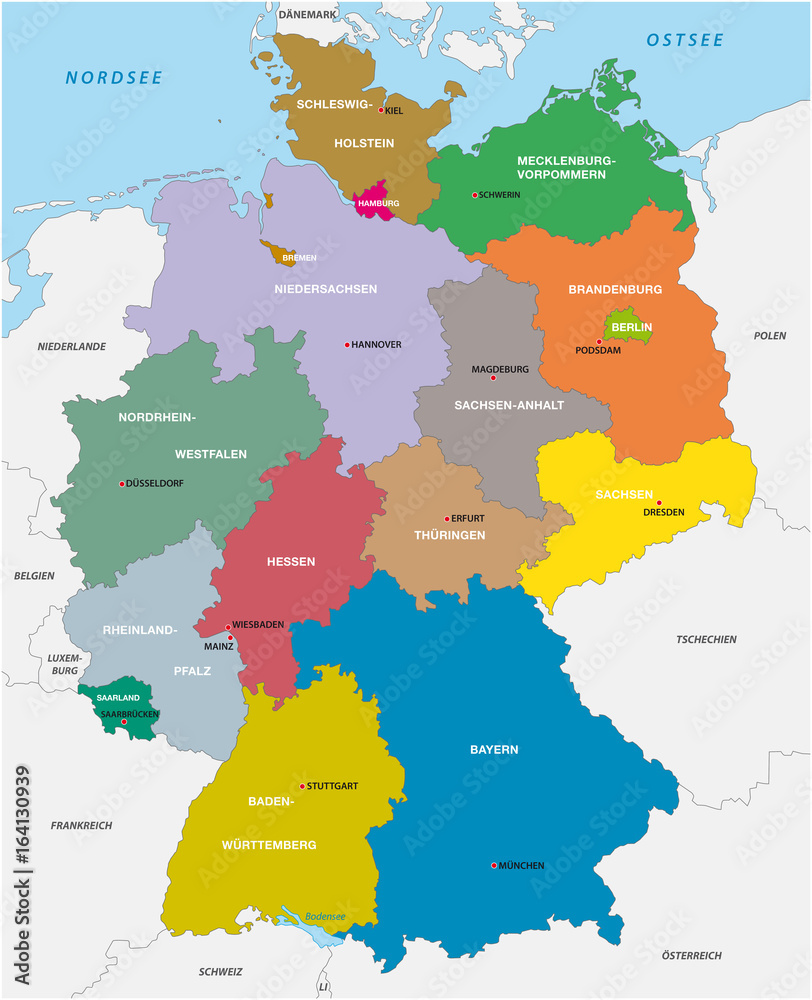 administrative and political map of Germany Stock Illustration | Adobe ...