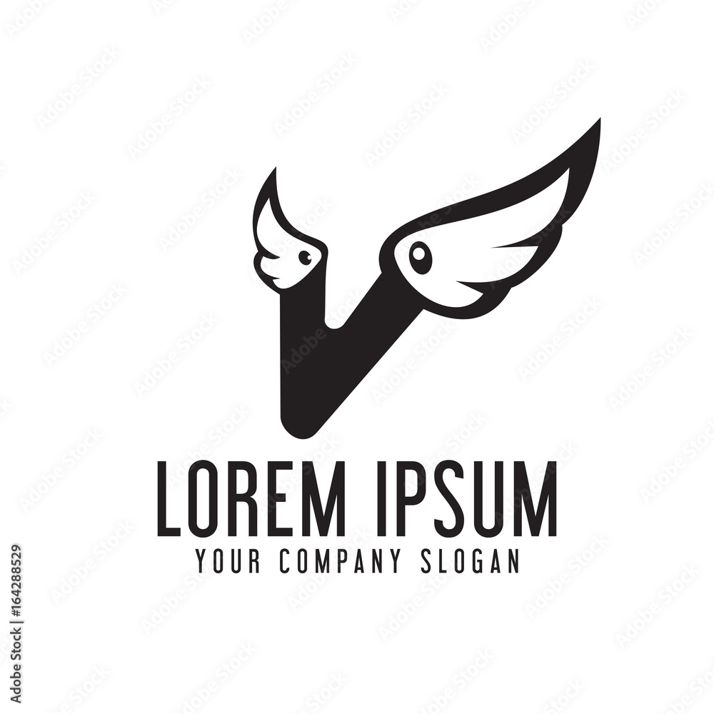 letter V wings logo design concept template Stock Vector | Adobe Stock