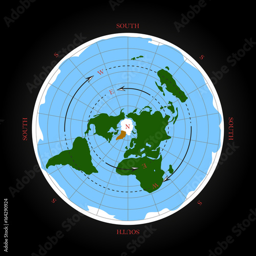 Cardinal direction on flat earth map. Isolated vector illustration ...