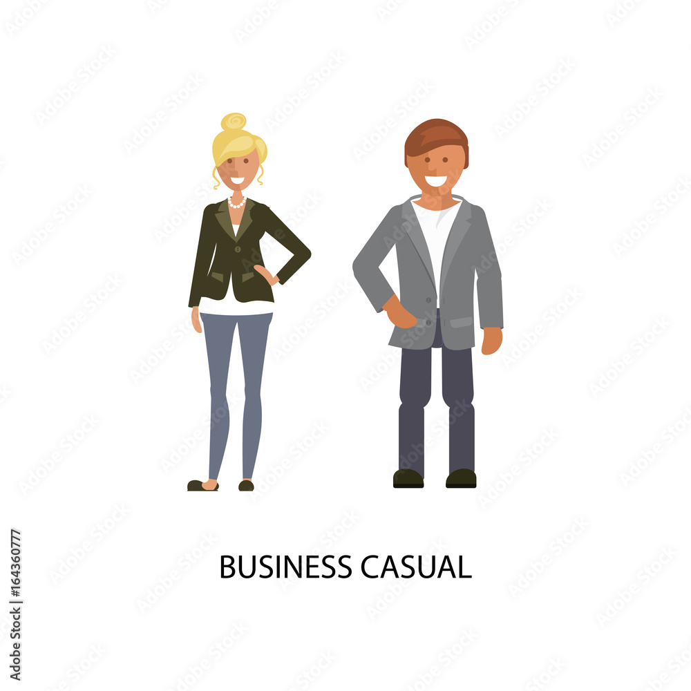 Man and woman in Business casual style suits isolated on white ...
