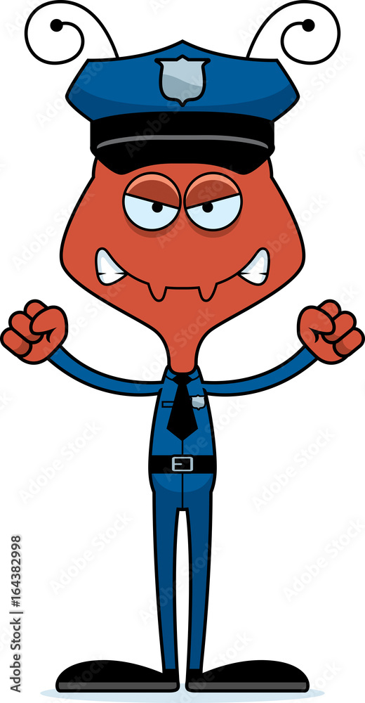 Cartoon Angry Police Officer Ant Stock Vector | Adobe Stock
