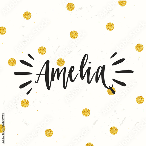 Hand Drawn Calligraphy Personal Name Lettering Amelia Stock Vector