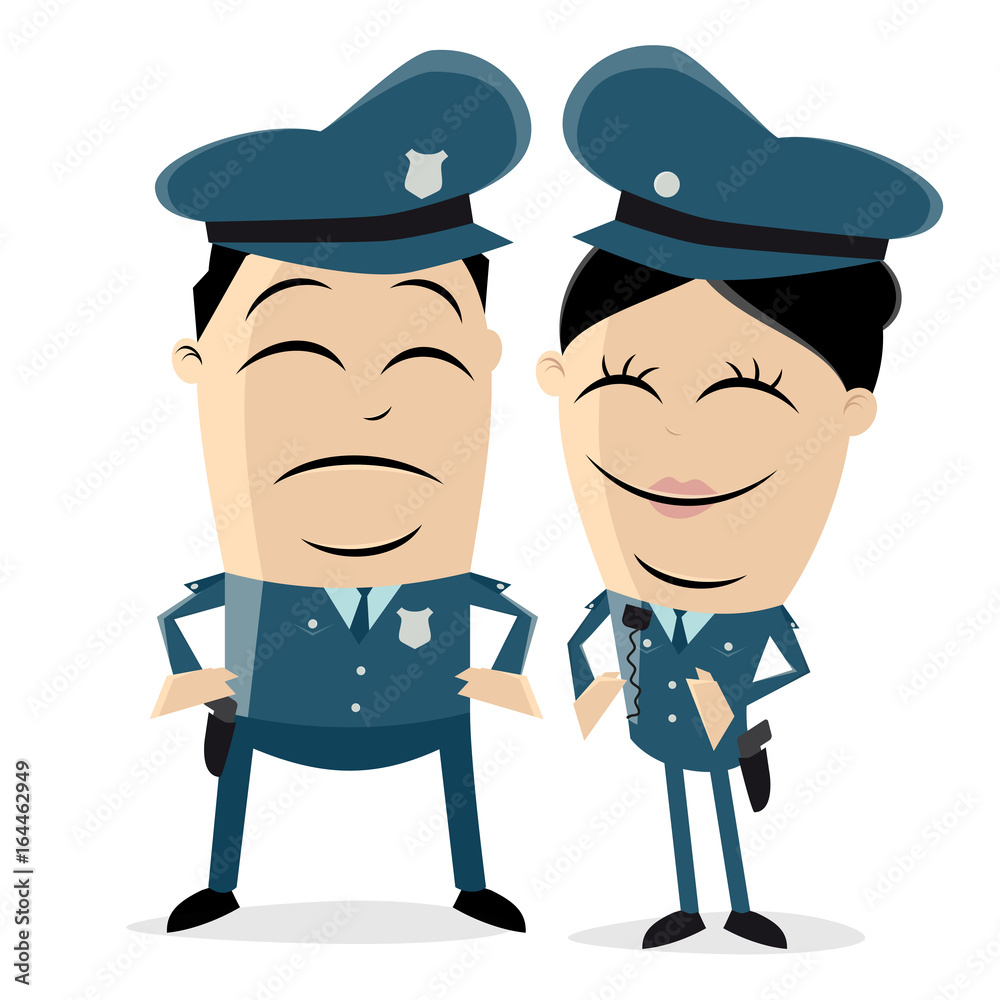funny clipart of a police officer team Stock Vector | Adobe Stock