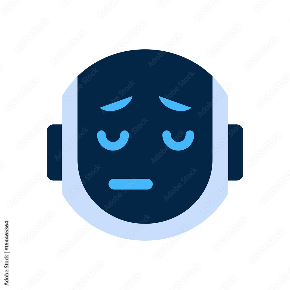 Robot Face Icon Sad Face Dissappointed Emotion Robotic Emoji Vector ...