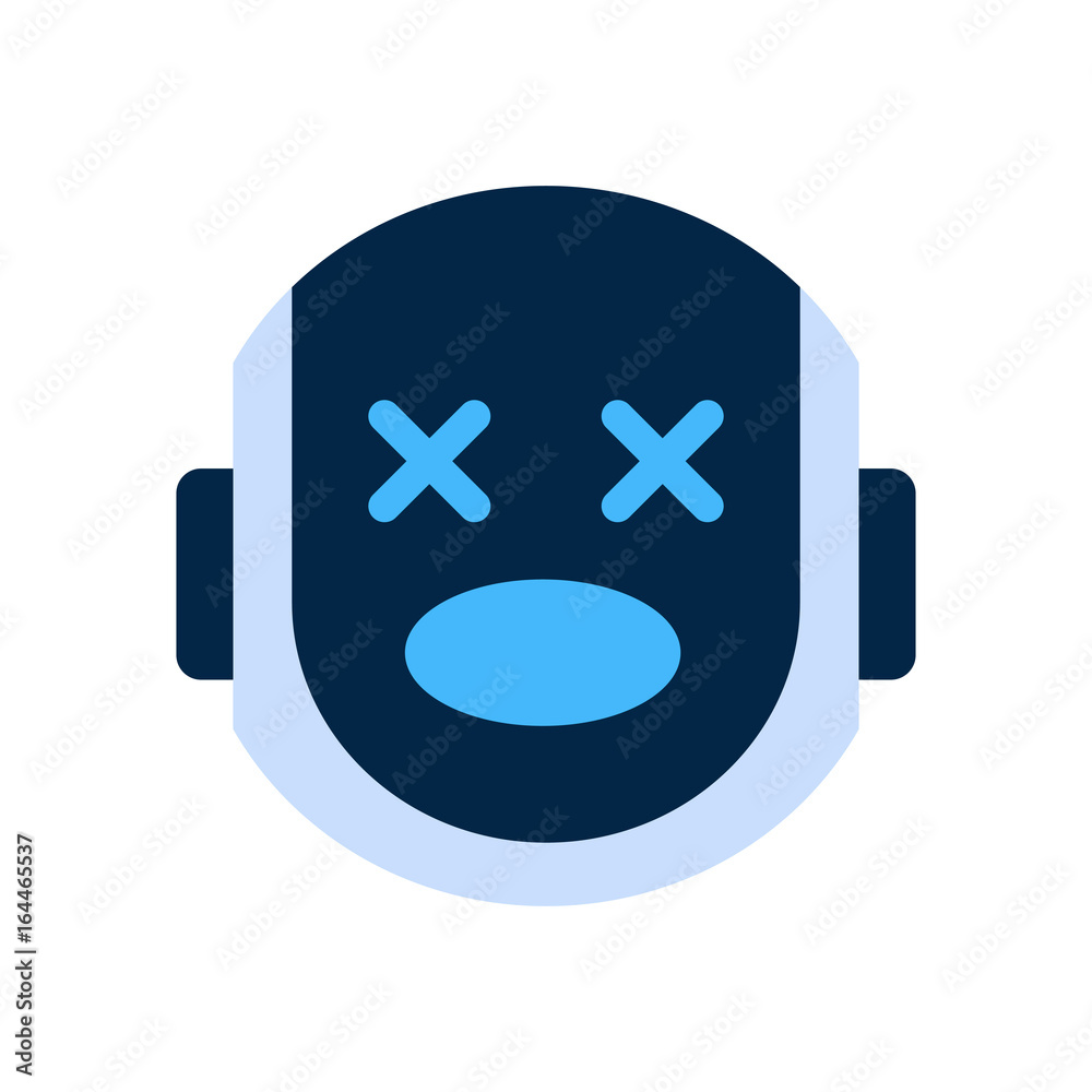 Robot Face Icon Shocked Face Emotion Robotic Emoji Vector Illustration ...