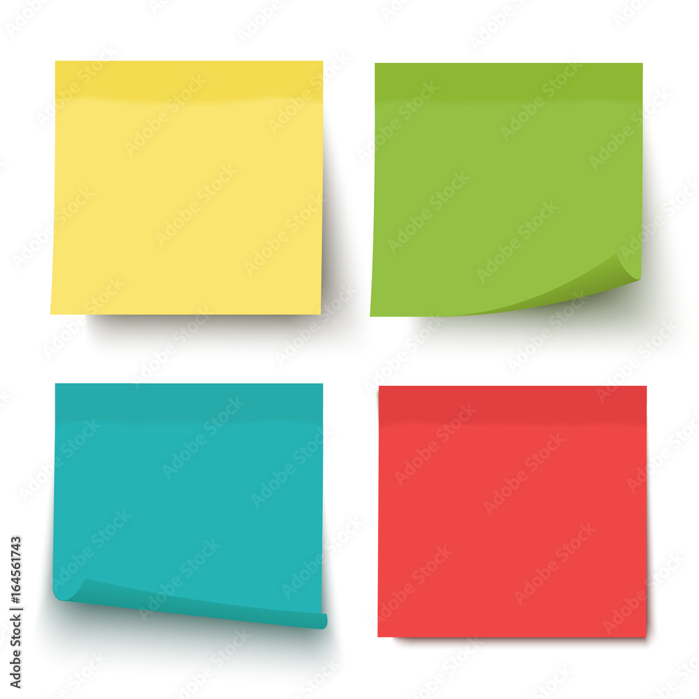 Multicolor notes isolated on white background. Post it. Colored sticky ...