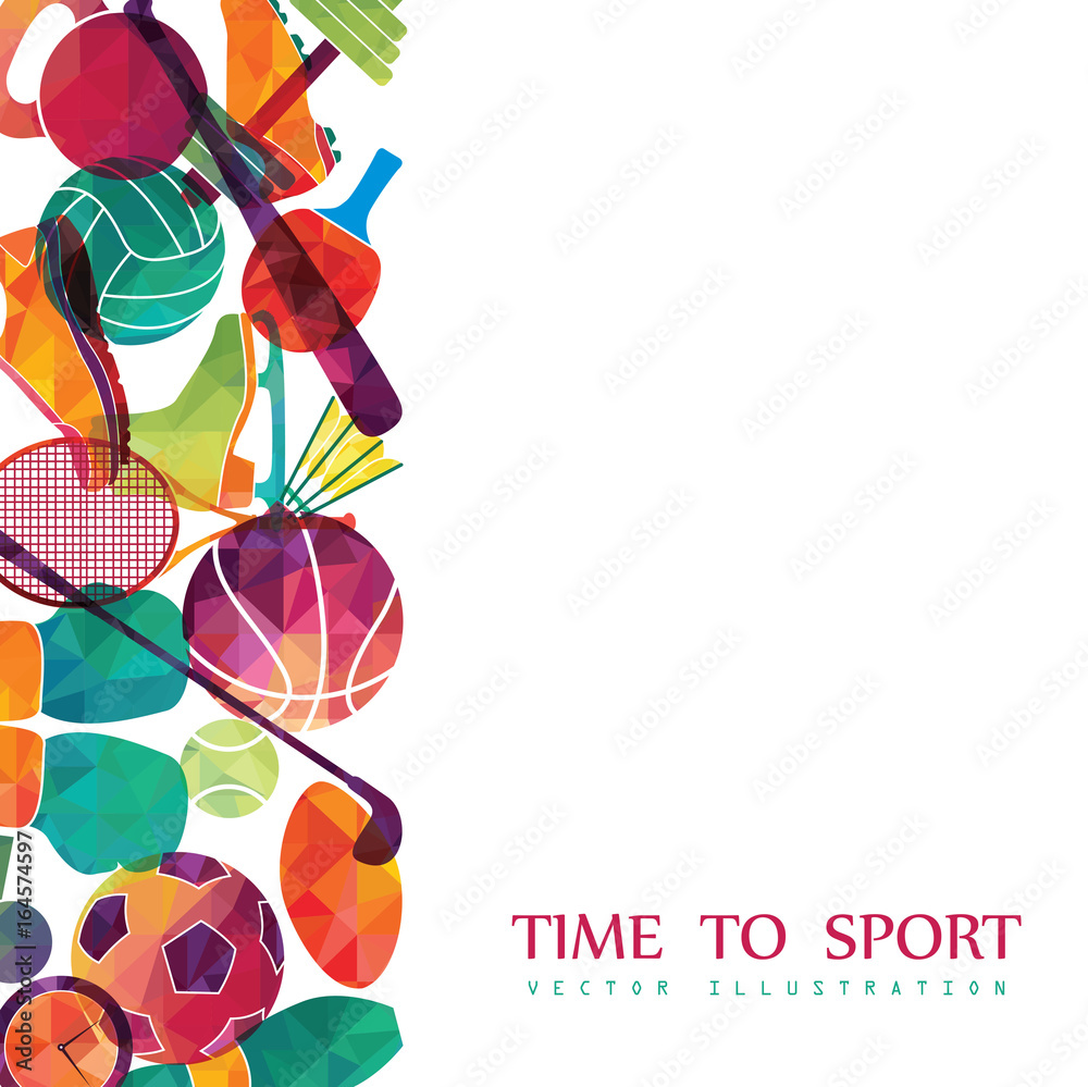Color sport background. Football, basketball, hockey, box, golf, tennis ...