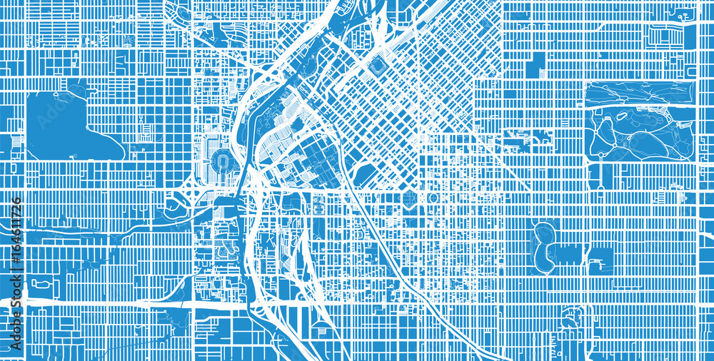 Vector city map of Denver, Colorado. Stock Vector | Adobe Stock