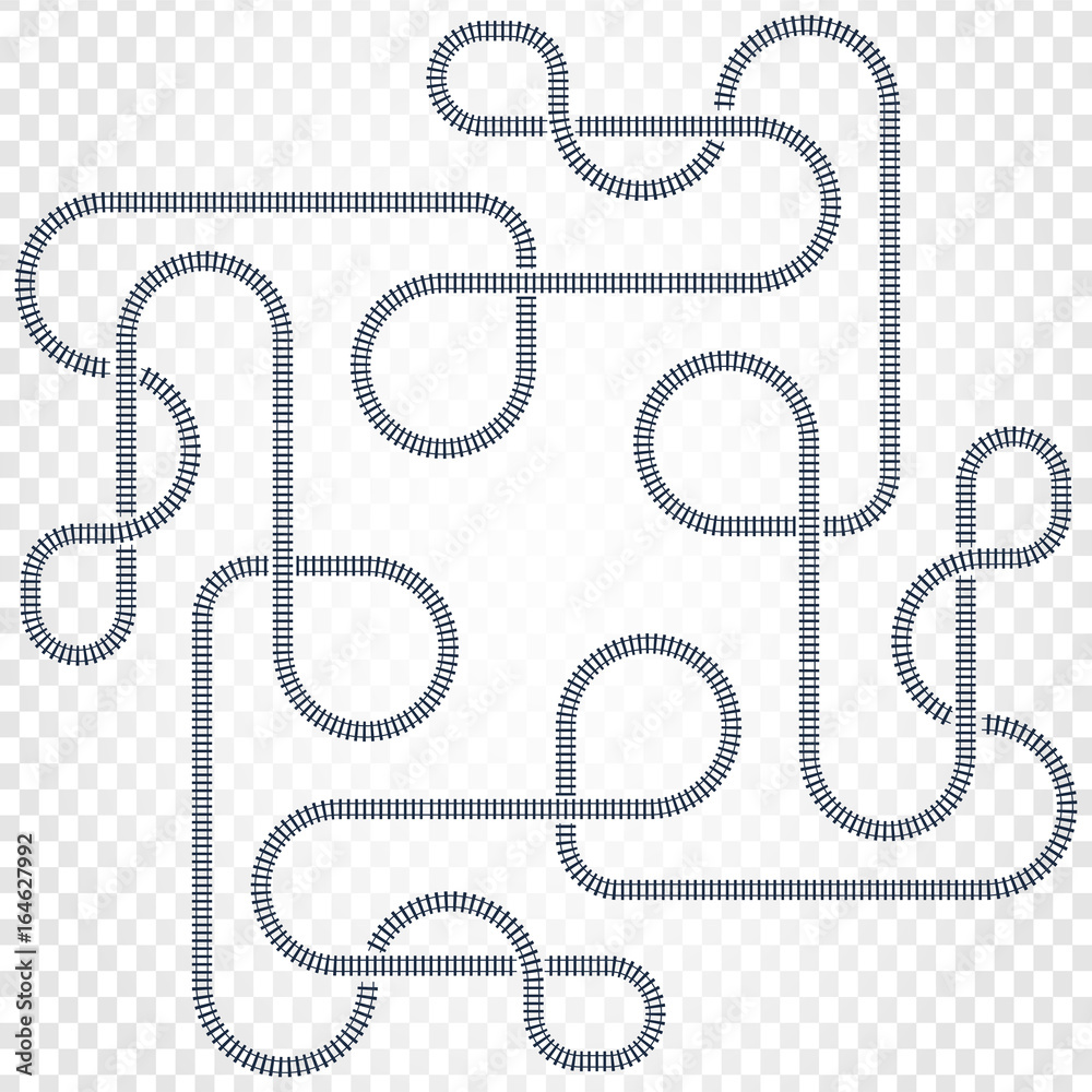Railway line, labyrinth and nodes. Map of the tramway for trains with ...