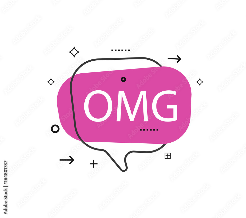 Outline speech bubble with Omg phrase. Most commonly used replica label ...