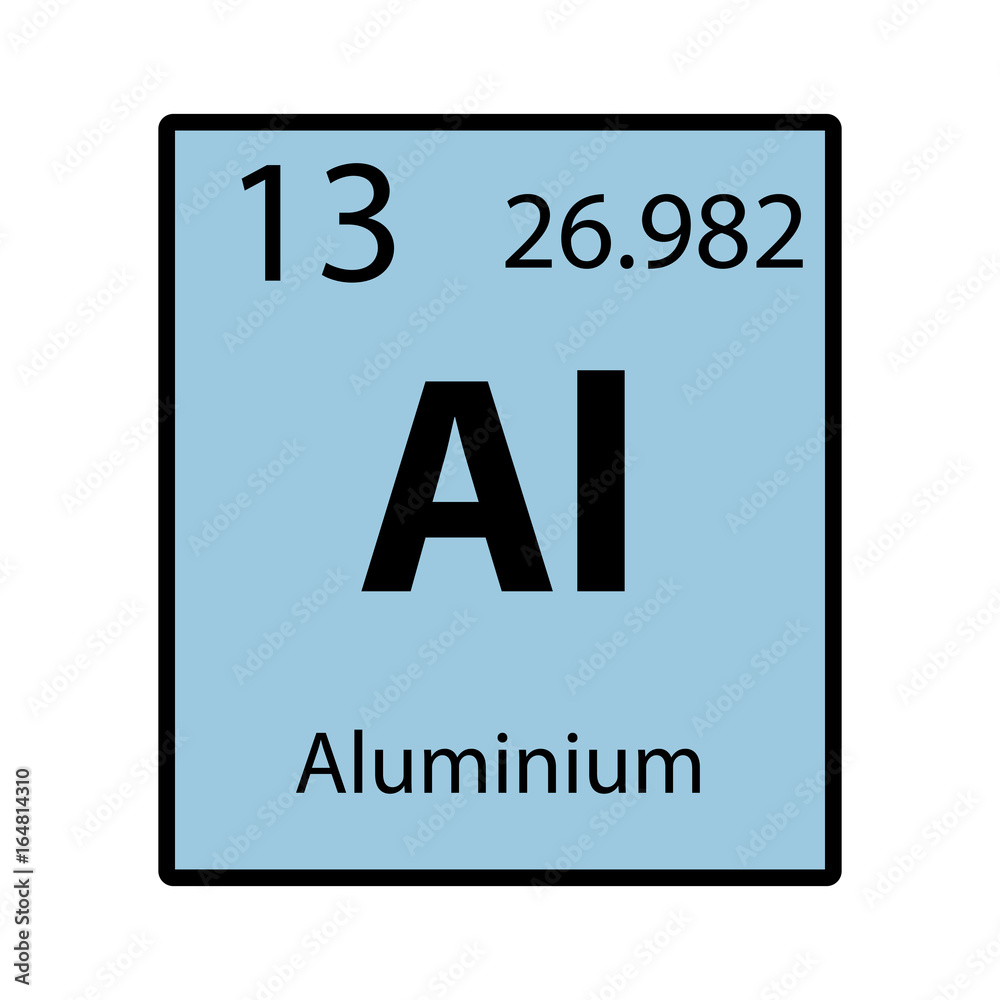 Aluminium periodic table element color icon on white background vector ...
