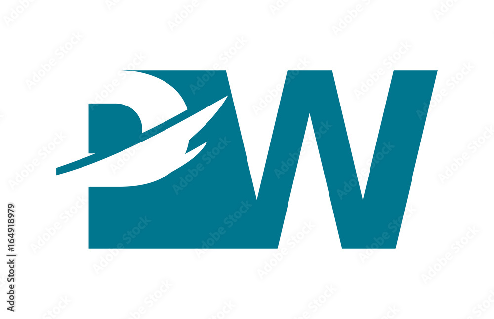 PW Negative Space Square Swoosh Letter Logo Stock Vector | Adobe Stock