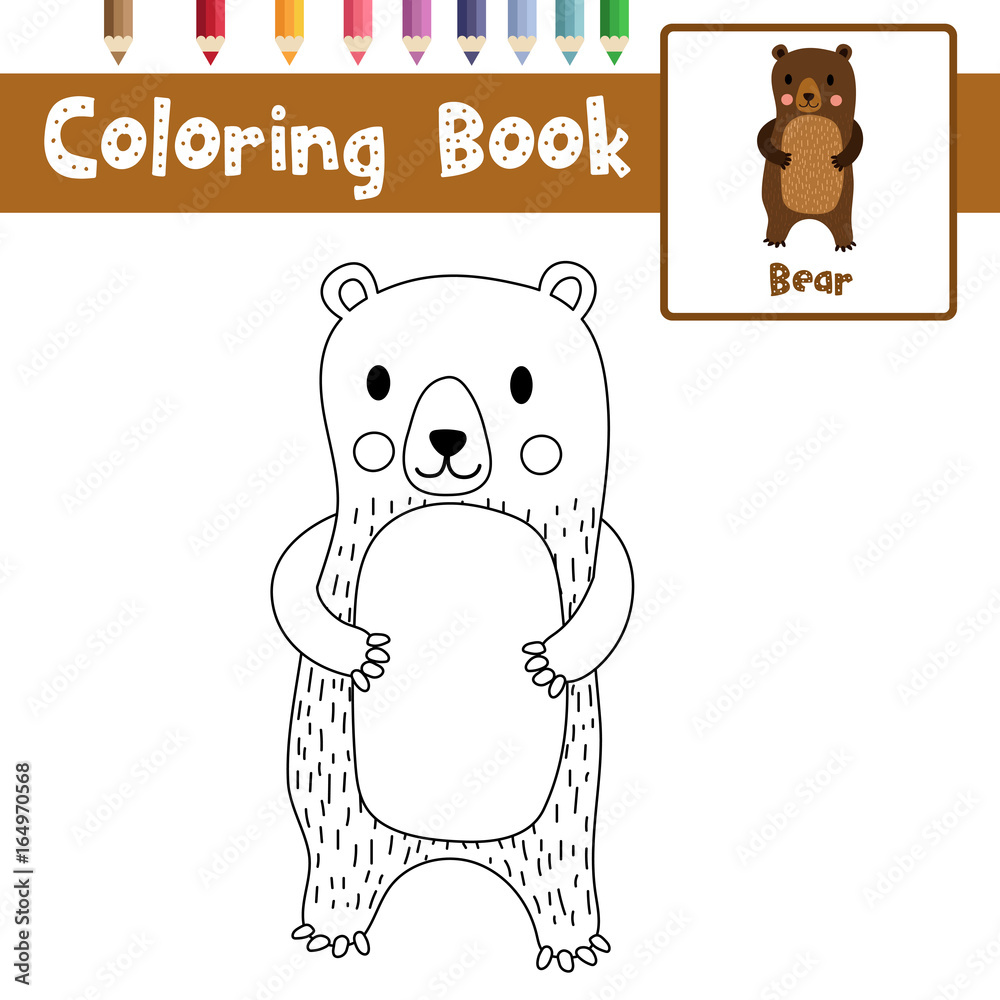 Coloring page of Standing Bear animals for preschool kids activity ...