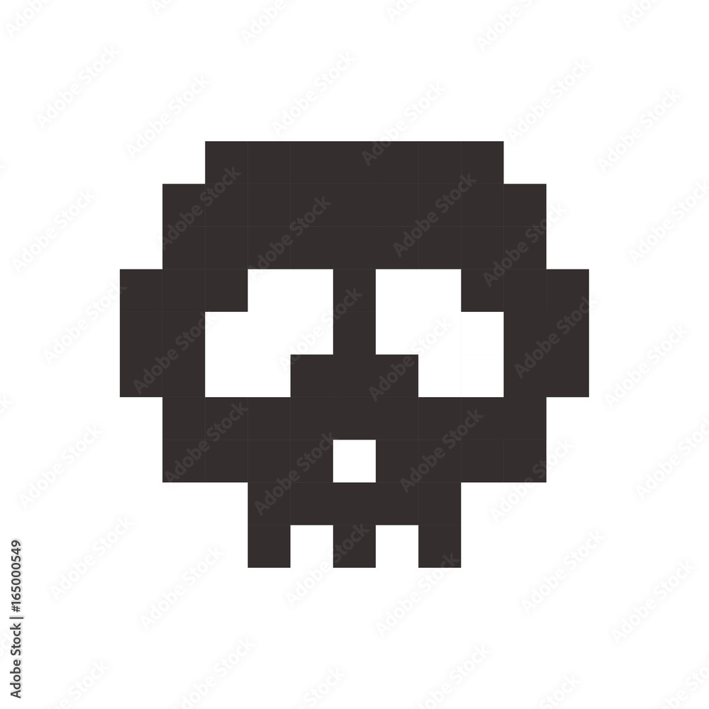 pixel skull pixel art cartoon retro game style Stock Vector | Adobe Stock
