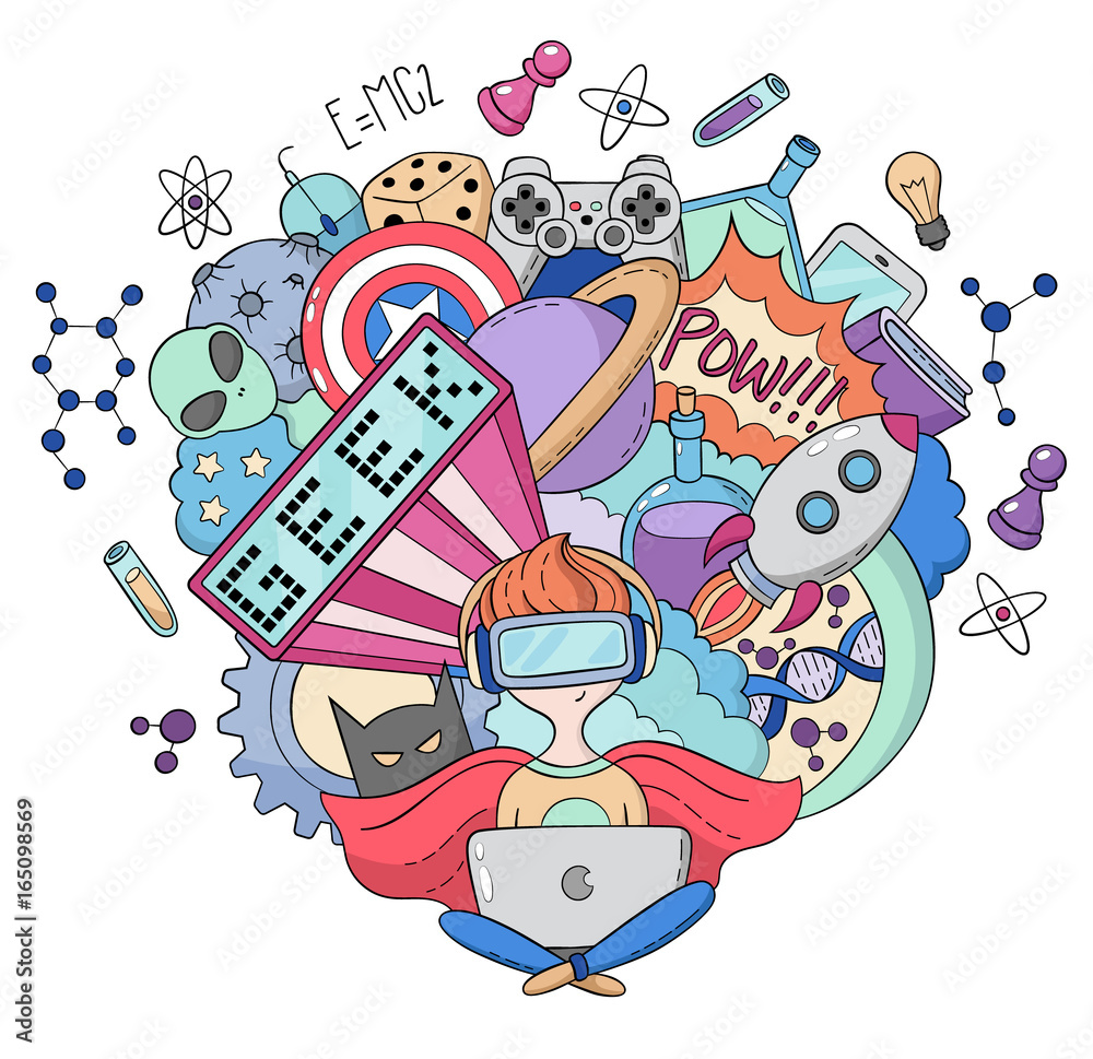 Vector cartoon doodle illustration, Background, wallpaper, pattern ...