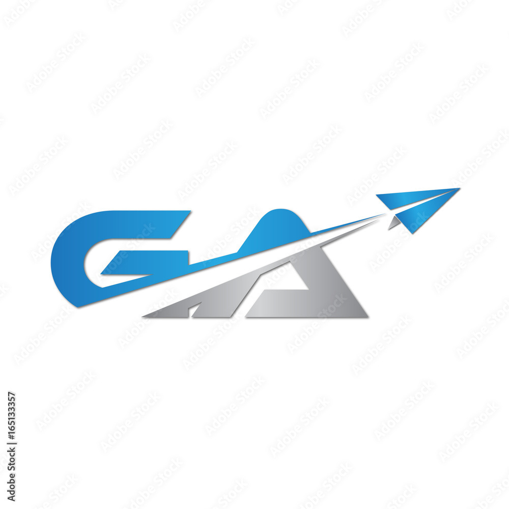 initial letter GA logo origami paper plane Stock Vector | Adobe Stock