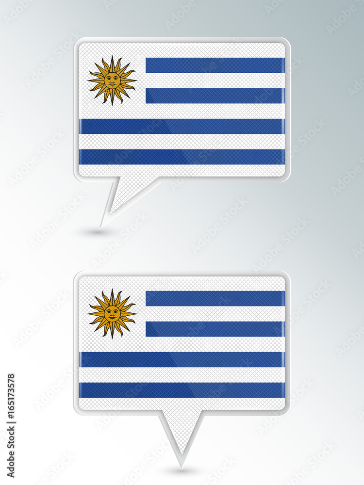 Set of pointers. The national flag of Uruguay on the location indicator. Vector illustration ...