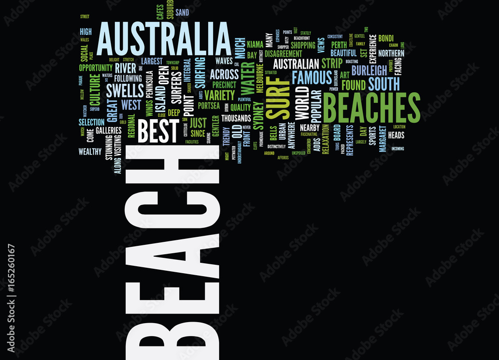 THE MOST BEAUTIFUL BEACHES IN AUSTRALIA Text Background Word Cloud ...