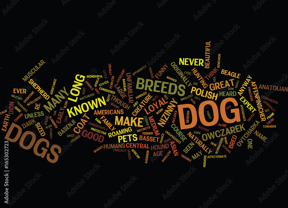 LESSER KNOWN DOG BREEDS Text Background Word Cloud Concept Stock Vector ...