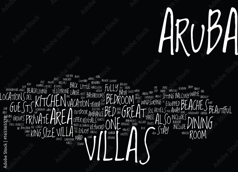 ARUBA VILLAS Text Background Word Cloud Concept Stock Vector | Adobe Stock
