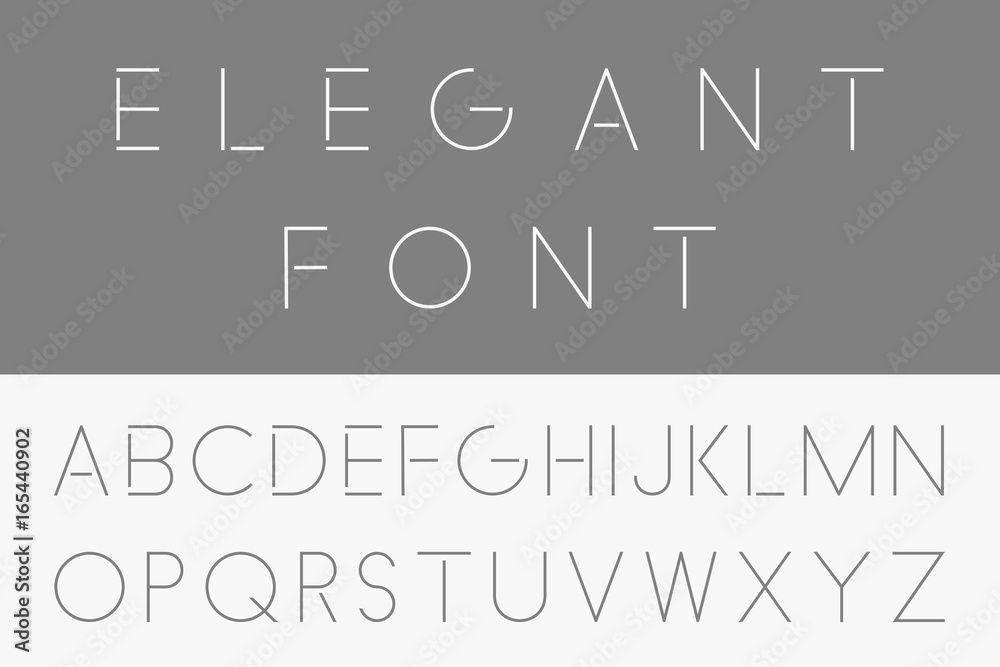 Thin minimalistic font. Vector english alphabet. Stock Vector | Adobe Stock