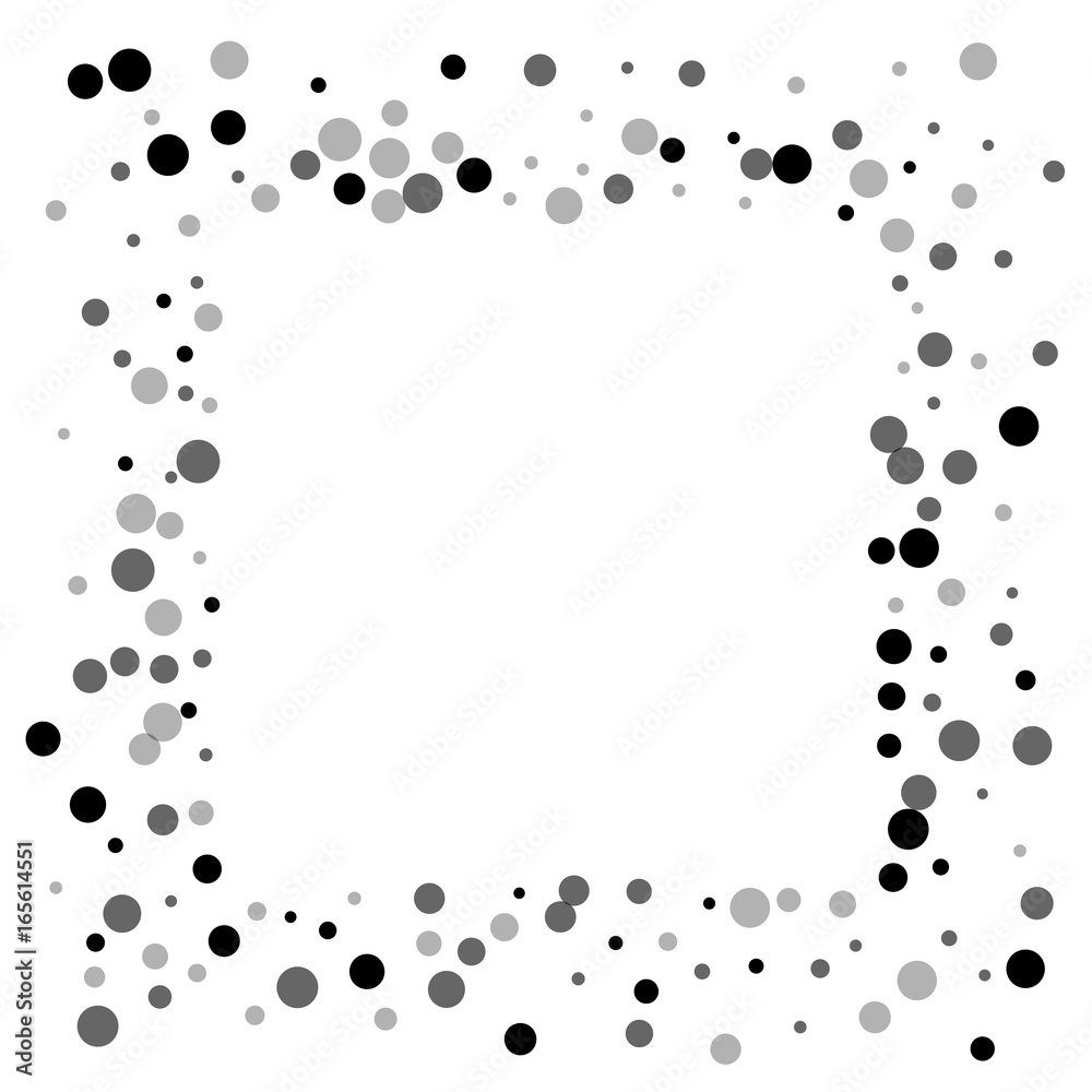 Random black dots. Square messy frame with random black dots on white ...