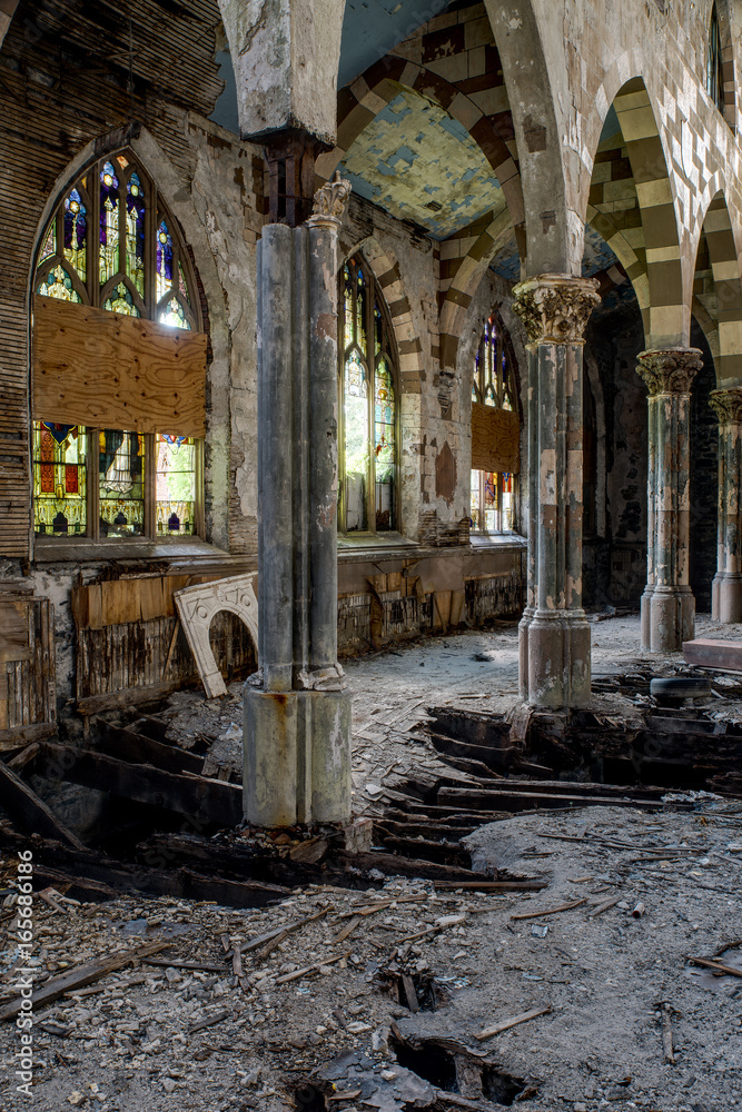 Broken Stained Glass Windows & Collapsing Floor - Abandoned Church ...