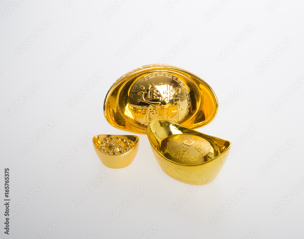 Gold or Chinese gold ingot mean symbols of wealth and prosperity on a ...