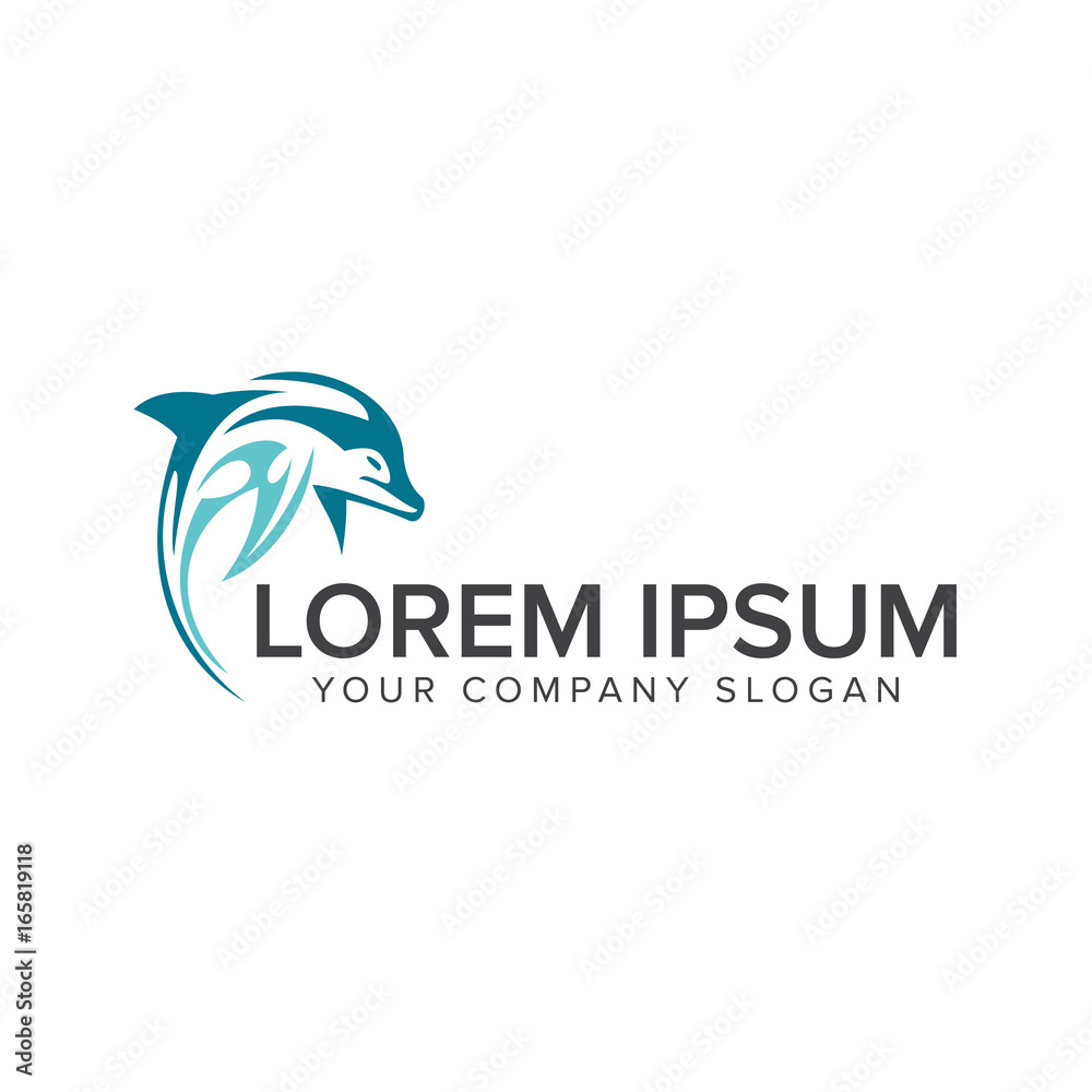 dolphin logo design concept template Stock Vector | Adobe Stock
