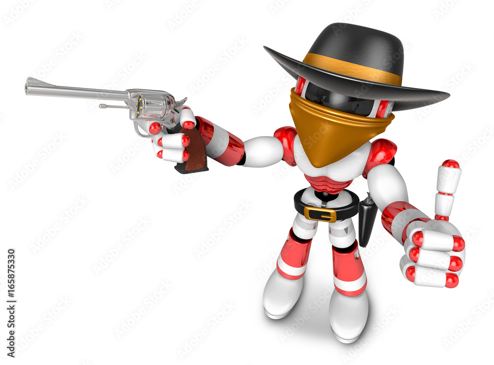 3D Red Robot villain the right hand best gesture and left hand is ...