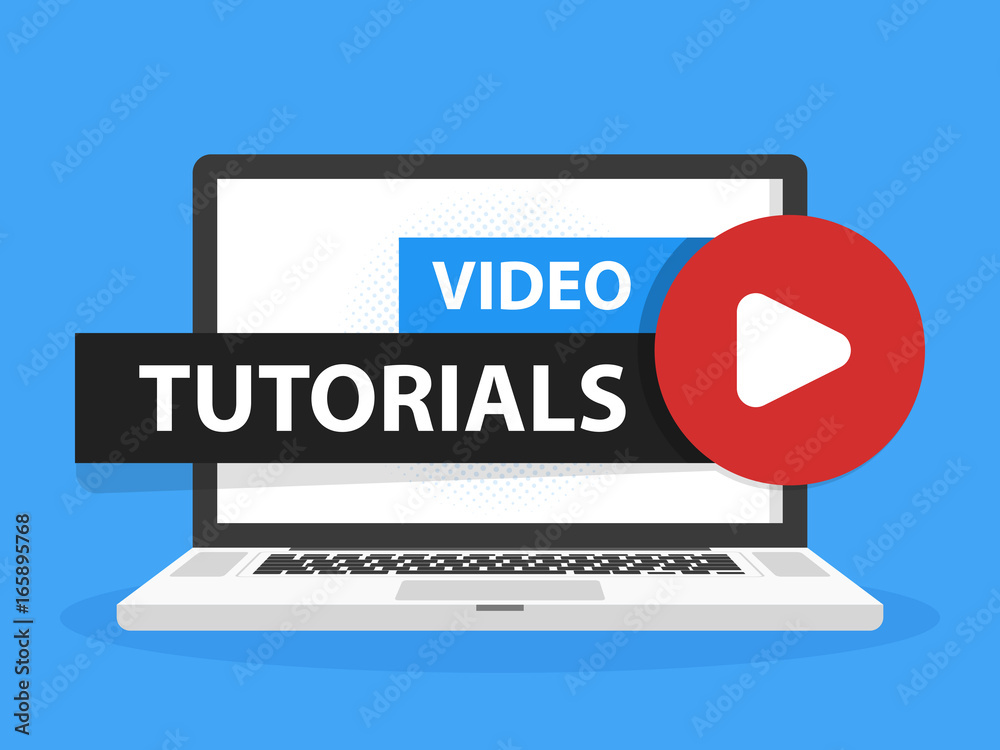Online video tutorials education button in Laptop notebook computer ...