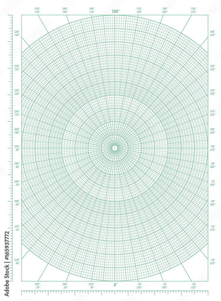 Green polar coordinate circular grid graph paper Stock Vector | Adobe Stock