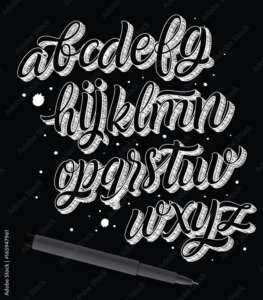 เวกเตอร์ Stock Handwritten Script font. Hand drawn brush style modern ...