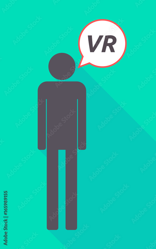 Long shadow male pictogram with the virtual reality acronym VR Stock ...