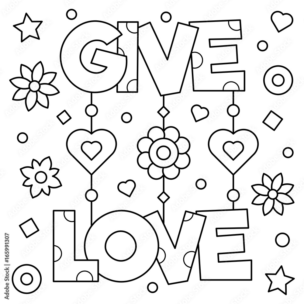 Give love. Coloring page. Vector illustration. Stock Vector | Adobe Stock