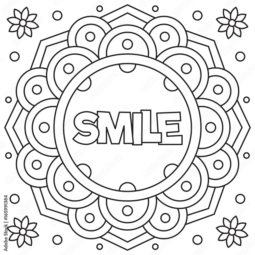 Smile. Coloring page. Vector illustration. Stock Vector | Adobe Stock