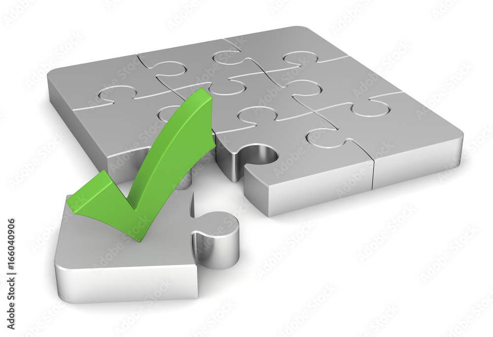 puzzle and check mark concept 3d illustration Stock Illustration ...