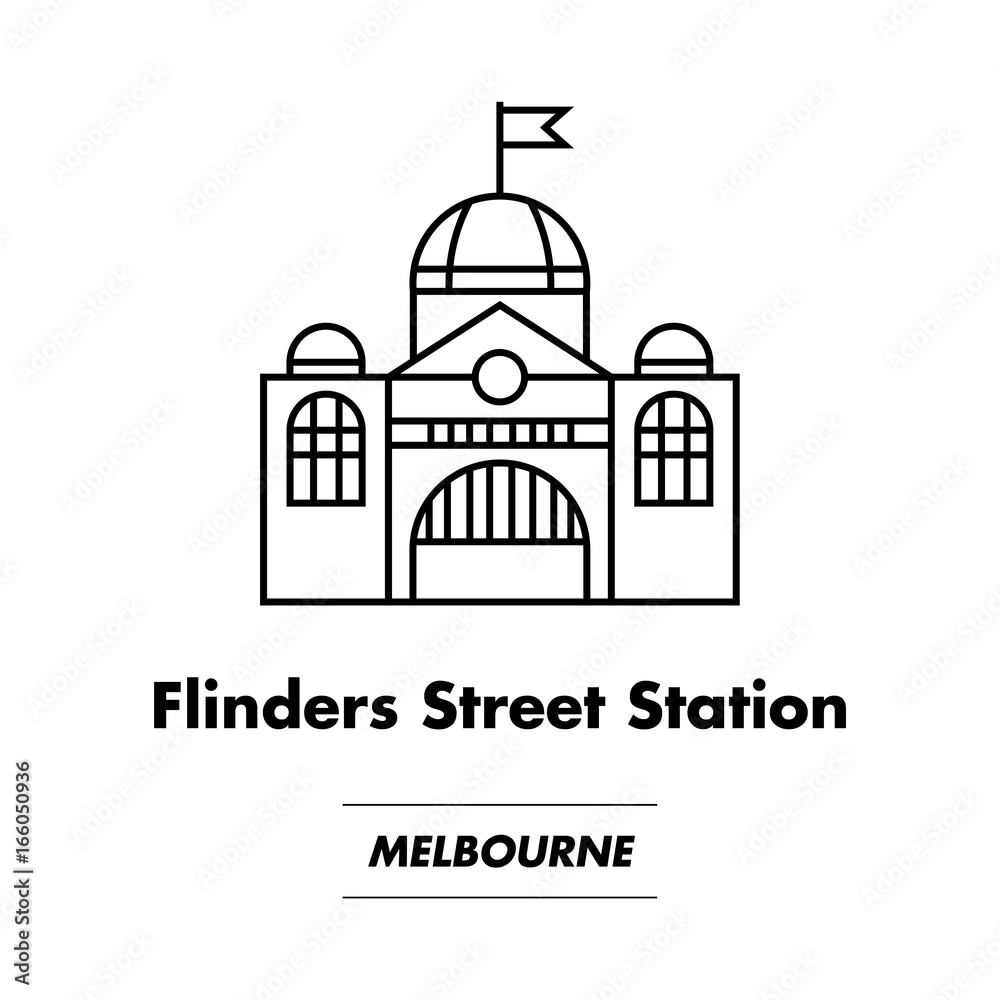Icon of Flinders Street Station, Melbourne, Australia Stock Vector ...