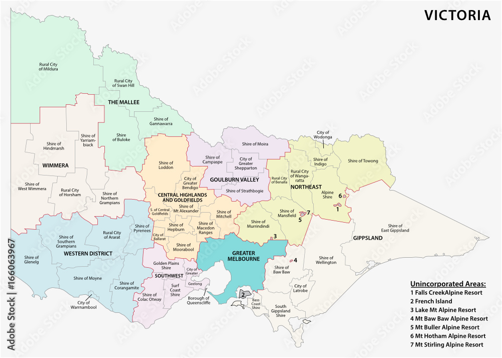 Administrative and political map of the australian state victoria Stock ...