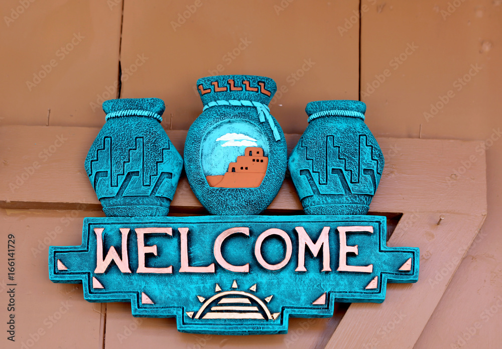 WELCOME sign, traditional Native American design Stock Photo | Adobe Stock