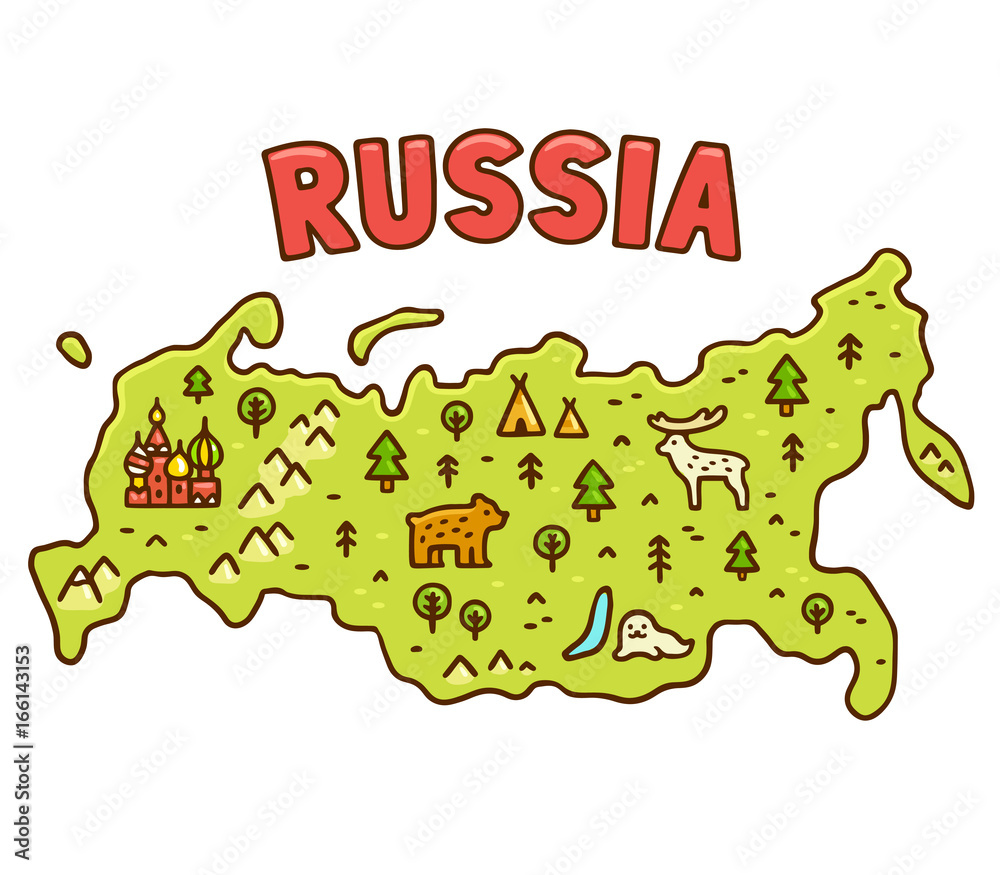 Cartoon map of Russia 素材庫向量圖 | Adobe Stock