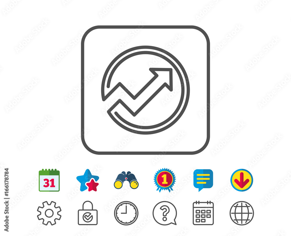Chart line icon. Report graph or Sales growth sign in circle. Analysis ...