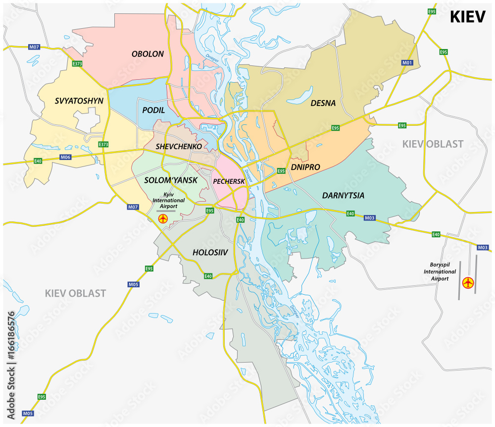 Administrative, political and roadmap of the Ukrainian capital Kiev ...