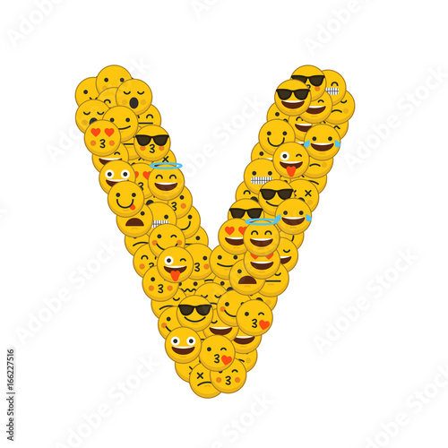 Emoji smiley characters capital letter V - Buy this stock illustration ...