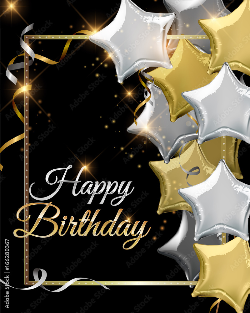 Happy Birthday background with star shaped balloons. Vector ...